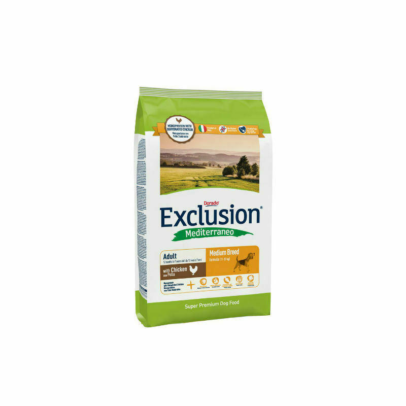 Exclusion-Mediterraneo-Adult-pollo-Medium-Breed-per-cani-ACM12-125-KG-132922689066 – Egizi ...